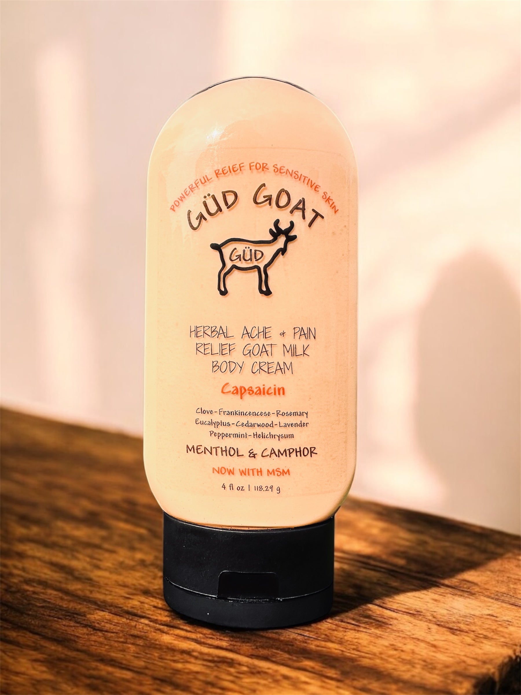 HERBAL ACHE & PAIN RELIEF GOAT MILK BODY CREAM- capsaicin + msm + ment ...